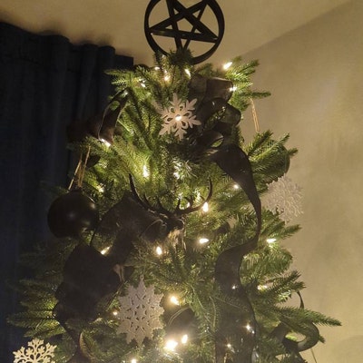 Pentagram Tree Topper Pentacle Reversible Gothic Holiday Home Decor 3D ...