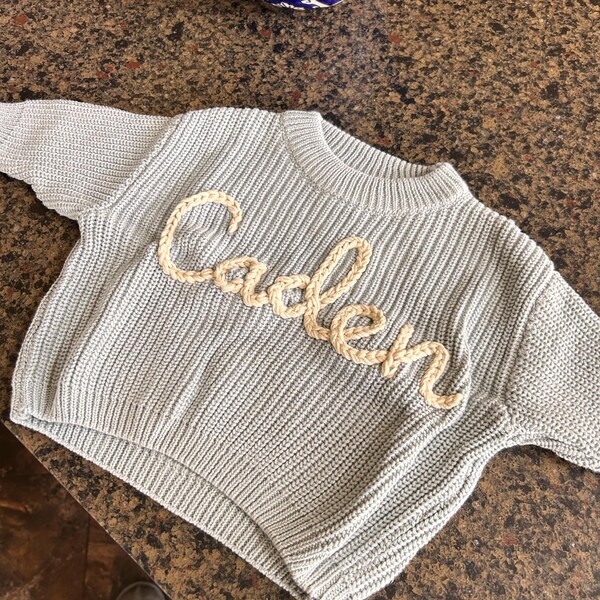 Custom Hand Embroidered Name Sweater Baby , Custom Baby Name Sweater ...