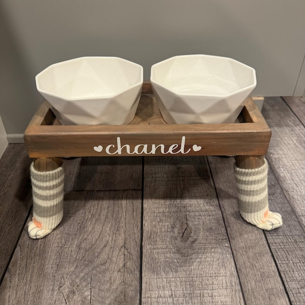 Modern Square Dog Bowl Set | Elevated Pet Feeder | Porcelain Pet Bowls ...
