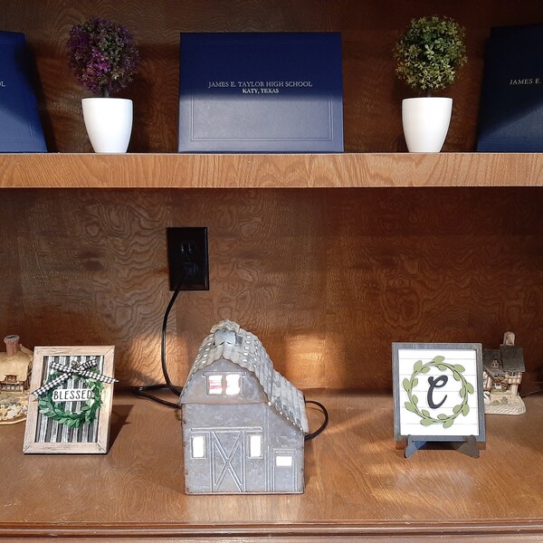 Mini Ship-lap Monogram Wreath Monogram Sign Tiered Tray Entry Way Sign ...