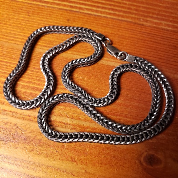 3.5mm Square Foxtail Oxidized Sterling Silver Necklace Chain - Etsy