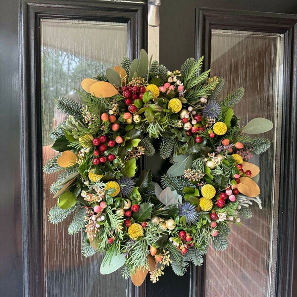 Fresh Christmas Door Wreath Modern Luxury - Etsy