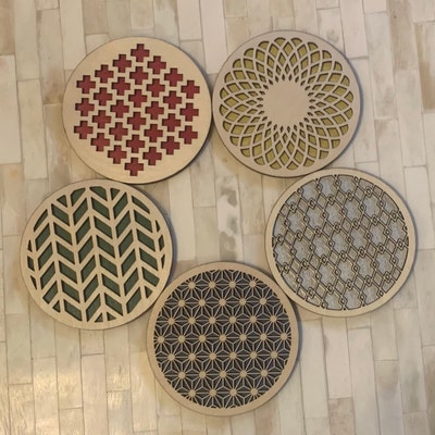 5-piece Unique Geometric Wood Coasters for Home Decor - Etsy