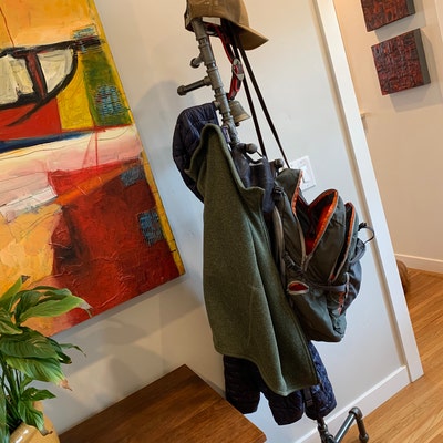 Black Pipe Coat Rack Industrial Style Free Standing Metal Spiral Coat ...