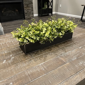Rustic Planter Box Centerpiece With Greenery, Farmhouse Table ...