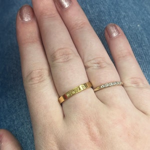 Skinny Name Ring Stacking Ring Grandma Gift Minimalist - Etsy