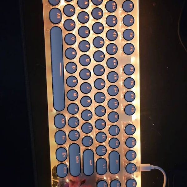 Leaf Typewriter Style RBG Keyboard With Number Pad and Wrist Rest - Etsy