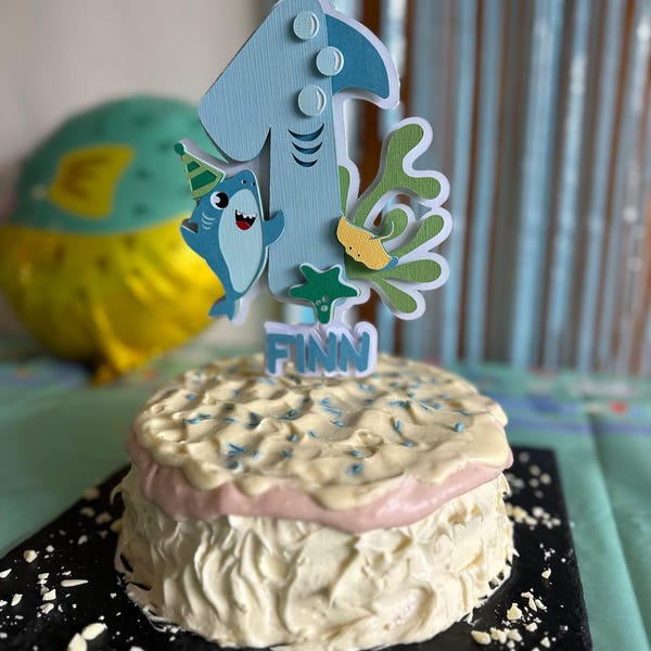 Personalised Shark Birthday Cake Topper From 1 To 9 Years Shark Cake