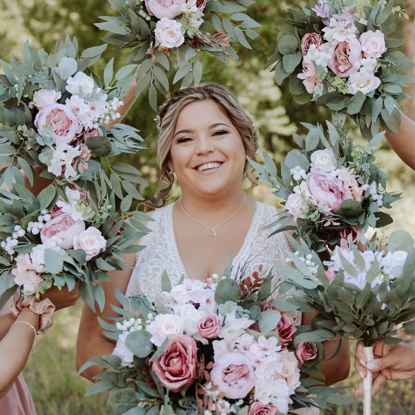 Wedding Cake Toppers With Flowers, Set of 3 Blush Cake Toppers, Pink ...