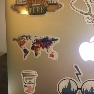 World Map Sticker, Continents Sticker, Travel Sticker, Laptop Decal ...
