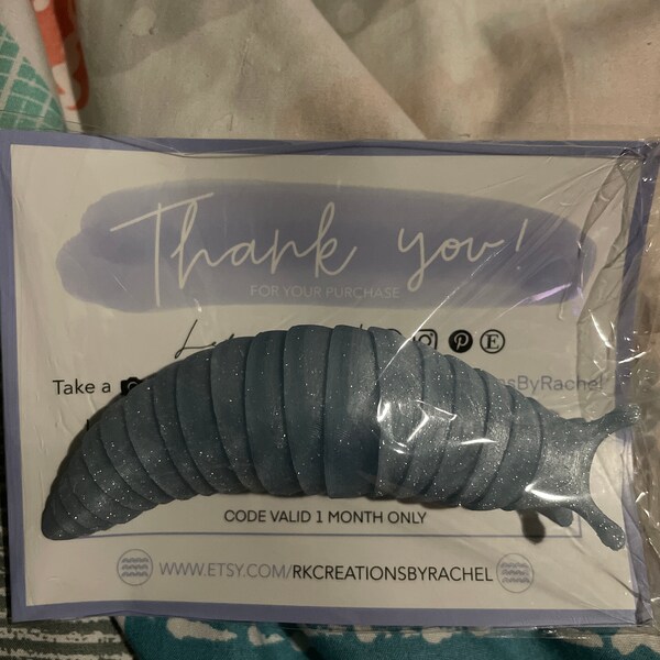 Blue Glitter Slug | 3D Printed Slug | Sparkley Slug Slinky | Fidget Toy ...