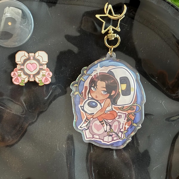 Portal 2 Glados Epoxy Glitter Keychain 2.5" Double Sided - Etsy