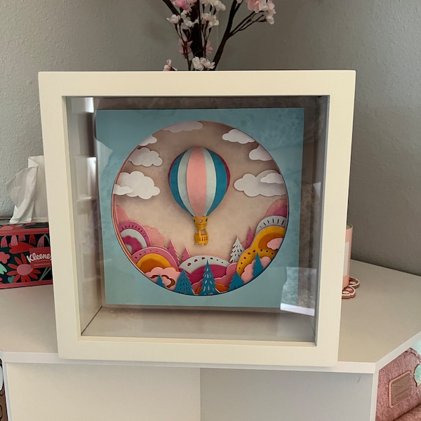 Hot Air Balloon SVG Shadow Box Template: Layered Paper Cut (digital ...