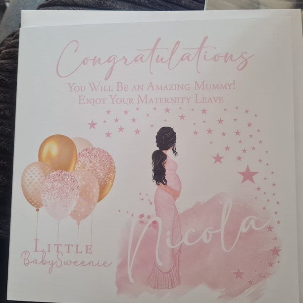 Maternity Leave Congratulations Card, Personalised Baby Shower ...