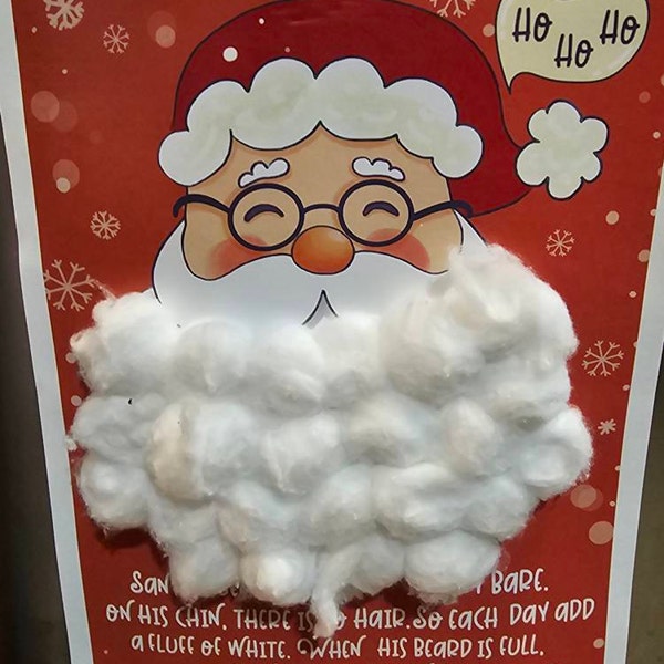 Printable Advent Calendar, Santa Beard Countdown Calendar, Days Till ...