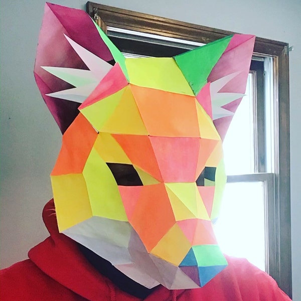 Make Fox Mask,diy Animal Head,3d Polygon Masks,instant Pdf Download ...
