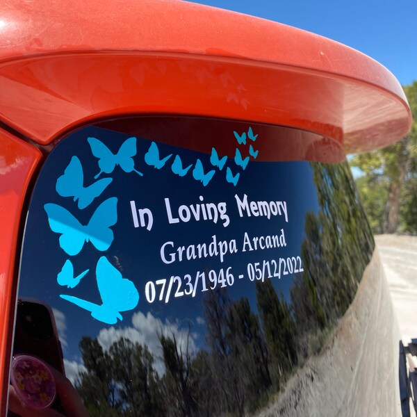 In Loving Memory Decal Butterfly Memorial Car Window Sticker ...