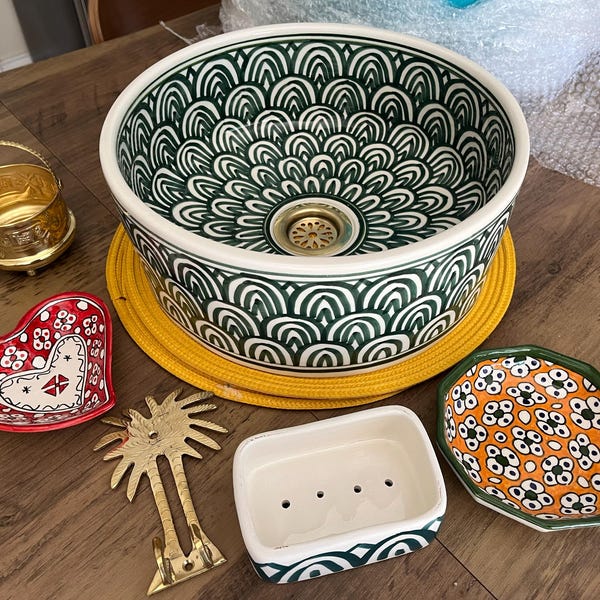 Moroccan Ceramic Wash Basin-handmade Ceramic Bathroom Sink-kitchen Tub ...