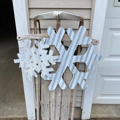 20 1/2 Tin Snowflake, Rustic Tin Snowflake, Tin Christmas Decorations ...