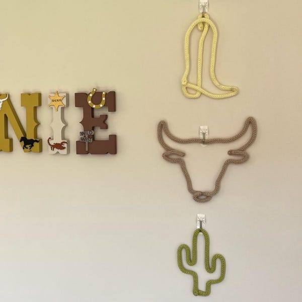 Knitted Wire Cowboy Hat Trio: Cactus, Boot, Hat - Western Decor - Etsy