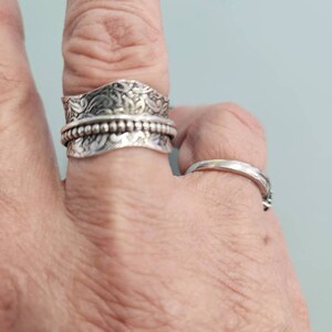 Boho Cinnabar and Pink Opal Ring Boho Silver Moon Rings - Etsy