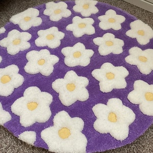 Wavy Rainbow Circle Handmade Tufted Rug Made to Order Rug Retro Groovy ...