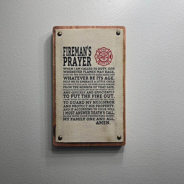 Fire Hose Sign With the Fireman's Prayer. Great Sign for Firefighter or ...