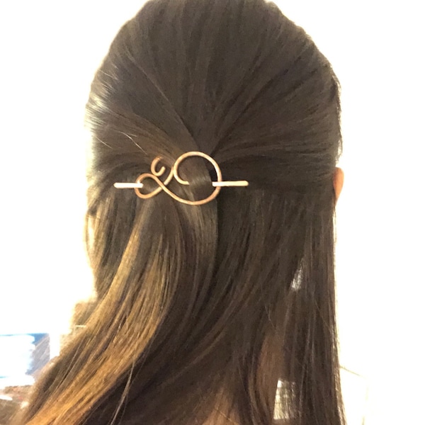 Celtic Spiral Hair Pin in Copper or Brass Barrette Hair Holder - Thin ...