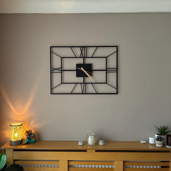 Rectangle Wall Clock, Oversized Silent Metal Wall Clock, Mantel Clock ...
