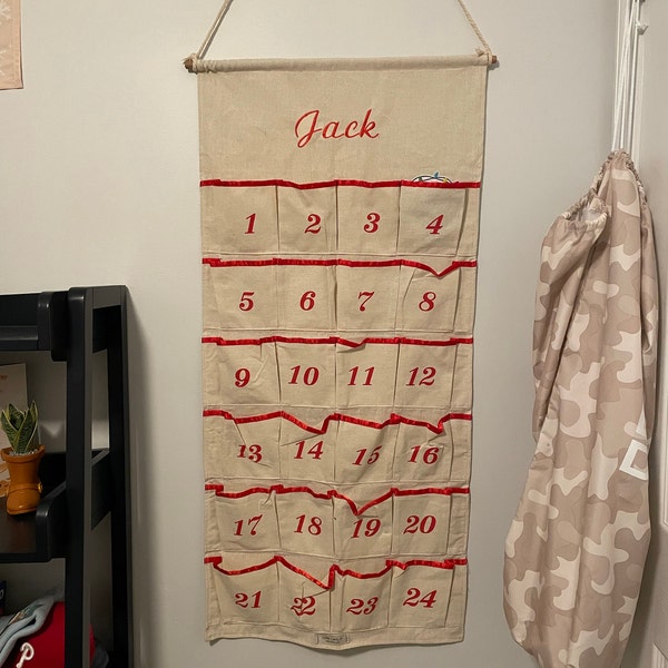 Custom Embroidered Wall Fabric Canvas Hanging Advent Calendar 4ft Tall ...