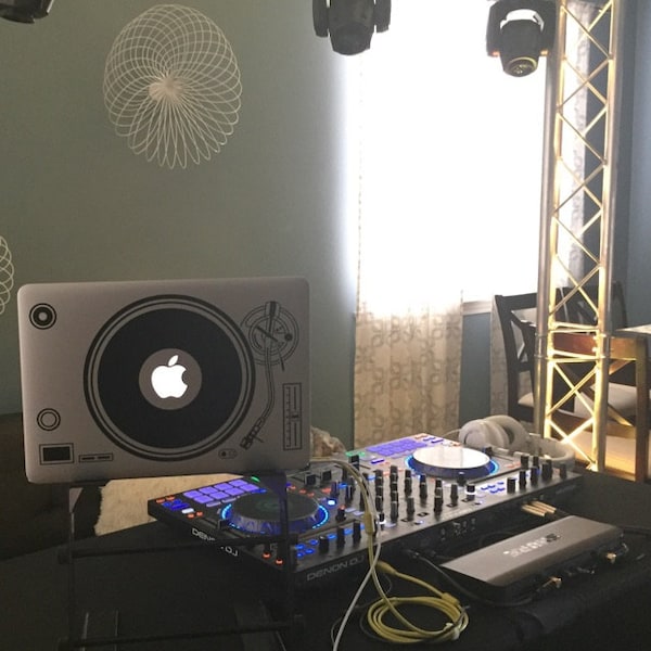 DJ Turntable - Mac Apple Logo Cover Laptop Vinyl Decal Sticker MacBook ...