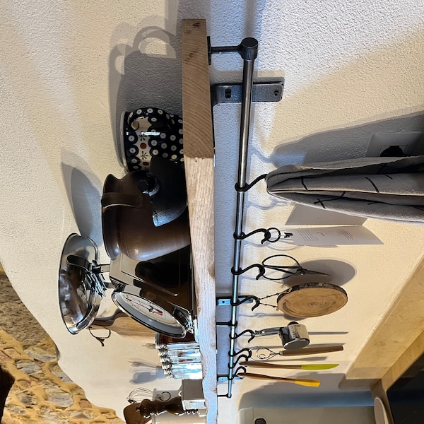 Industrial Kitchen Pot Pan Rack Sliding Hook Rail Country Cottage ...