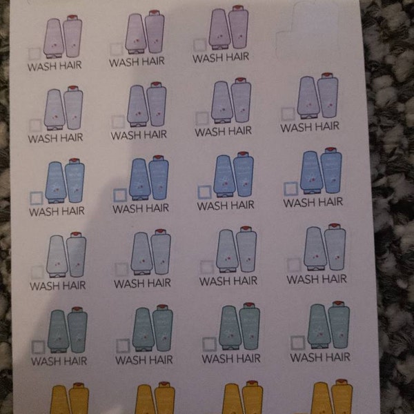 Wash Hair Planner Sticker | Pastel Colours | Shampoo Conditioner Basket ...