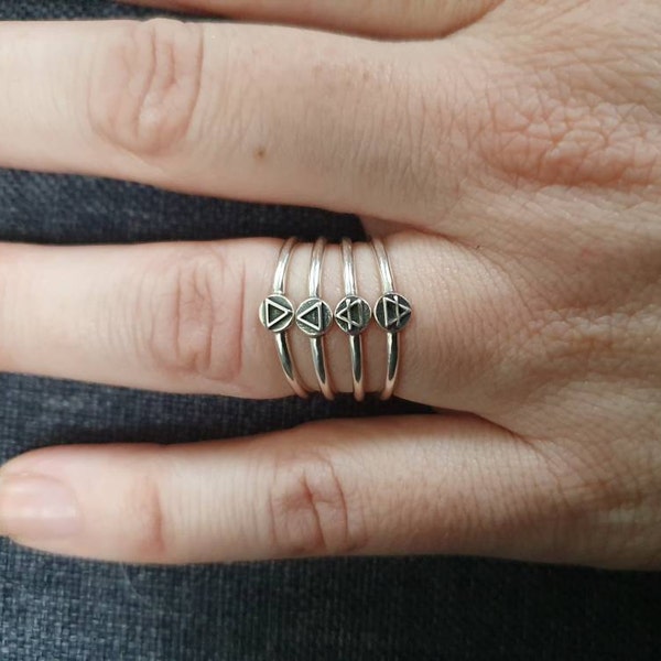 925 Silver 4 Element Ring,air Ring,earth Ring,fire Ring,water Ring ...