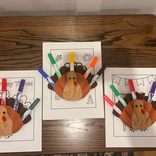 Thanksgiving Turkey Crayon Holder Placemat Decoration - Etsy