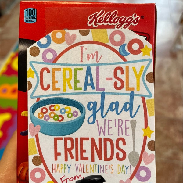 Valentine's Day Cereal Box Printable Gift Tags, Cereal-sly Glad We're ...