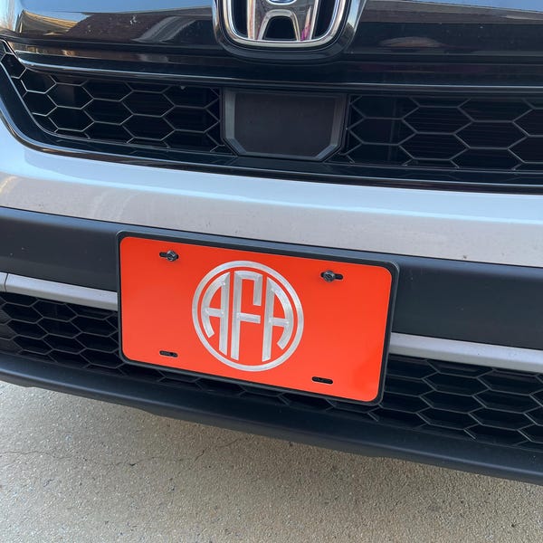 Engraved Custom Personalized Circle Monogram License Plate Car Tag ...