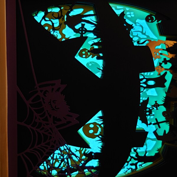 3D HALLOWEEN Svg Shadow Box - Halloween Light Box - Spooky Midnight ...