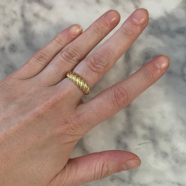 Croissant Ring, Gold Croissant Ring, Twist Ring, Signet Ring, Chunky ...