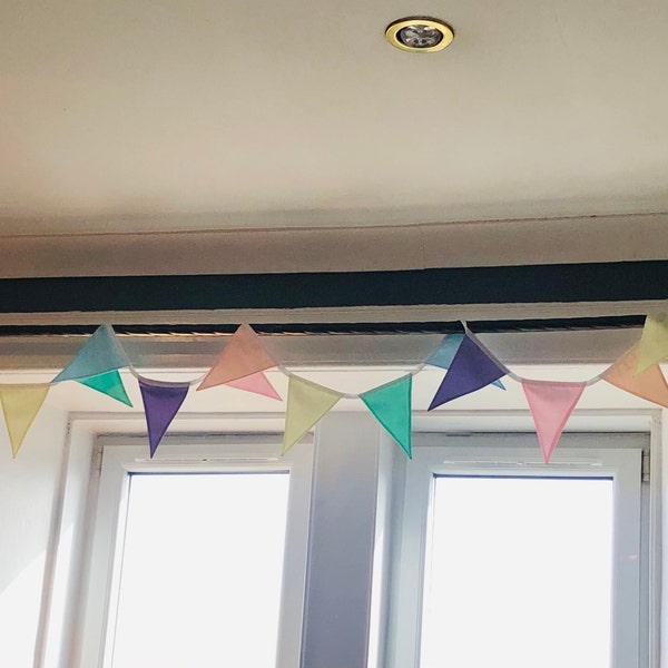 Pastel Rainbow Fabric Bunting: Nursery Garland, Party Decor - Etsy UK