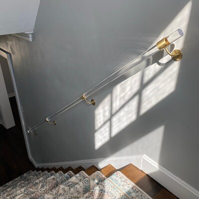 Custom Lucite Handrail by Luxholdups, Lucite and Brass Indoor Stair ...