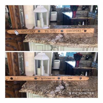 Ski Board for Shots, 4 Person Personalized Ski Board , Rustic Wood Ski ...