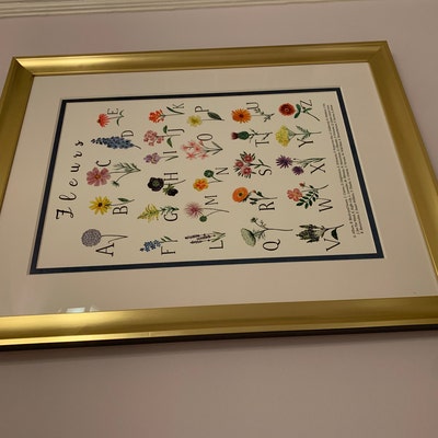 Flower Floral Alphabet Print Wall Art ABC Nursery Childrens Room Decor ...