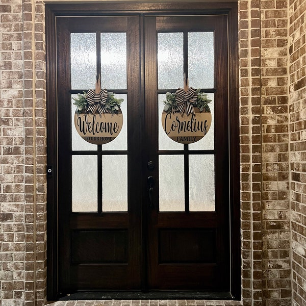 Double Door Front Door Decor Welcome to Our Home Double Door Signs ...