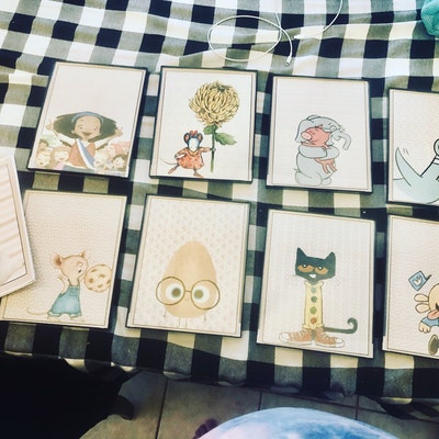 Diverse Childrens Neutral Boho Modern Story Book Character Posters ...