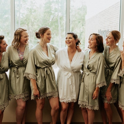 SAGE GREEN Lace Bridal Robes / Bridesmaid Robe Gift / Bridal Party ...