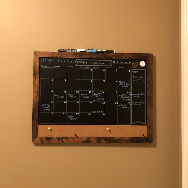 18x24 Chalkboard Calendar and Bulletin Combo Board- Includes Chalk ...