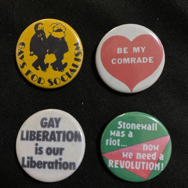 4 Gay Socialist Badges Communist Lesbian Leftist LGBT Comrade ...