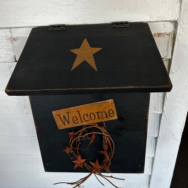 Primitive Wooden Wood Saltbox House Mailbox Mail Box Burgundy - Etsy