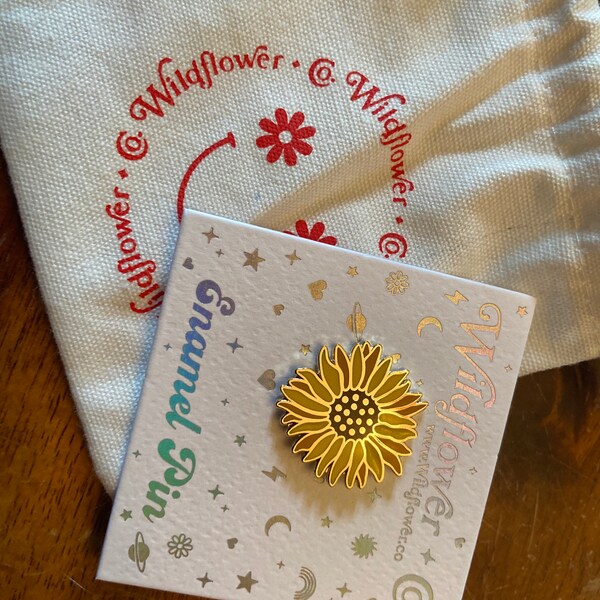 Sunflower Enamel Pin - Boho Yellow Flower Floral - Hat Pin - Wildflower ...